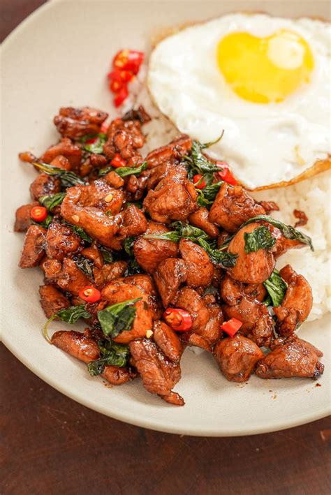 Thai Basil Chicken Gai Pad Krapow Easy In 20 Min Video Cj Eats