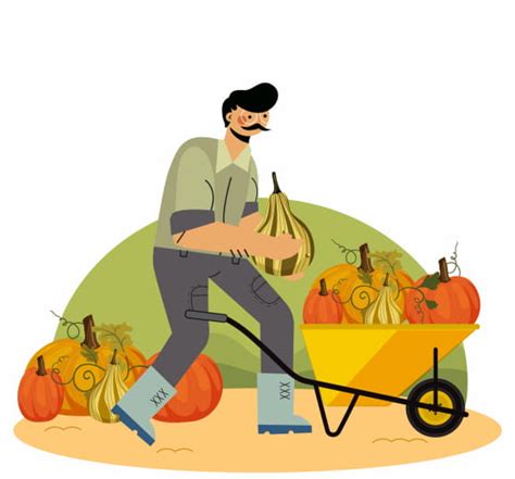 농업 작업 그림 남자 호박 수레 스케치 Eps Ai Uidownload