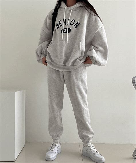 🔥기모🔥 강추 오버핏 빈슨 레터링 후드 조거 팬츠 트레이닝 세트 3color 에이블리