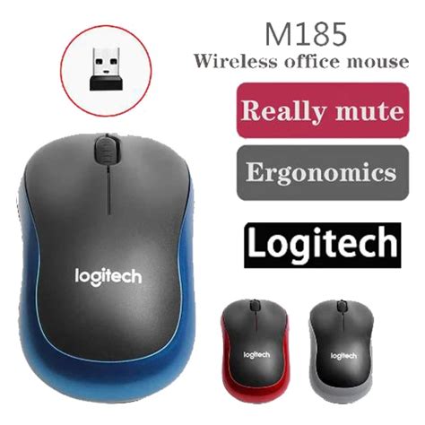 เมาส์ไร้สาย M185 Logitech 2 4ghz Usb 1000dpi หนูรับ Usb เมาส์นำทางด้วยแสงปิดเสียงสำหรับ Mac Os