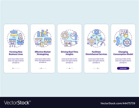 Transforming Business Ways Onboarding Mobile App Vector Image