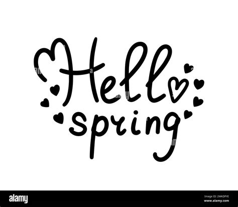 Hand Lettering Hello Spring Isolated On White Background For Spring