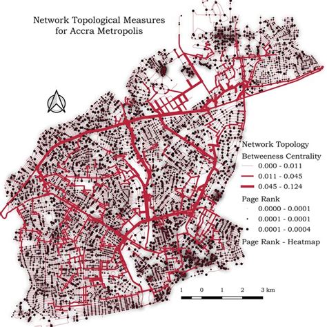 Map Of Network Topological Measures Of Betweenness Centrality Of Road