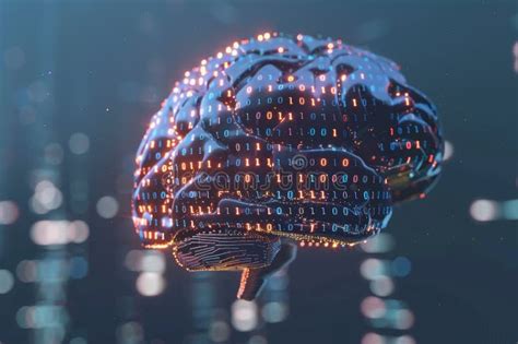 digital brain with binary code representing artificial intelligence