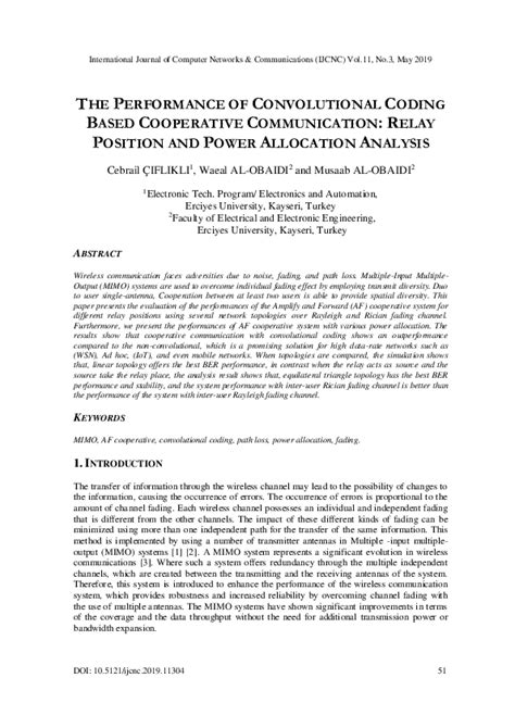 Pdf Cooperative Communication Relay Analysis And Coding