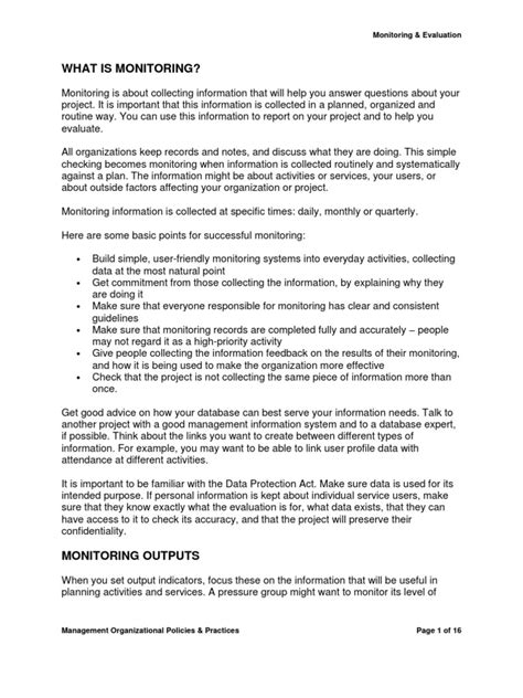 Monitoring And Evaluation Document Pdf Performance Indicator Evaluation