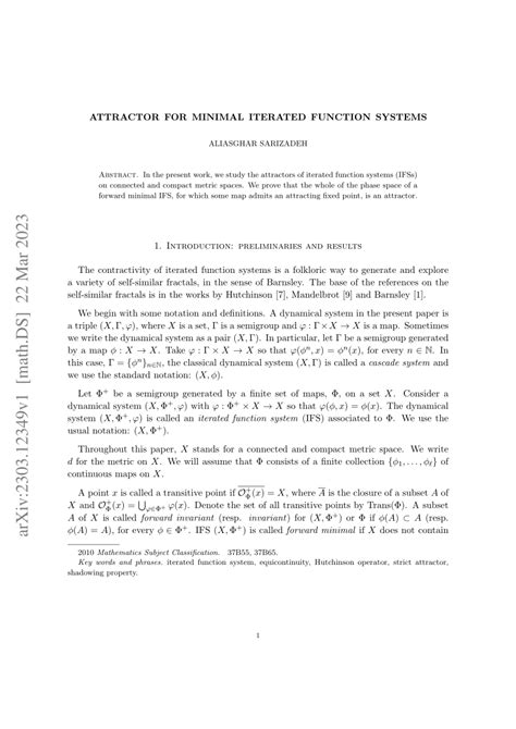 Pdf Attractor For Minimal Iterated Function Systems