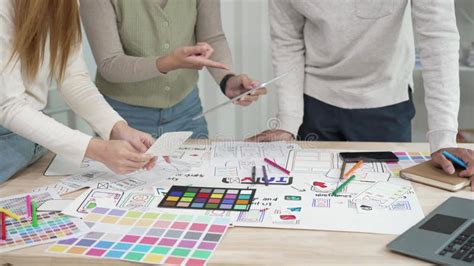 Ui Ux Designer Brainstorming Mobile App Layout Design On Creative Digital Development Agency