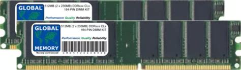 512mb 2 X 256mb Ddr 266333400mhz 184 Pin Dimm Memory Kit For