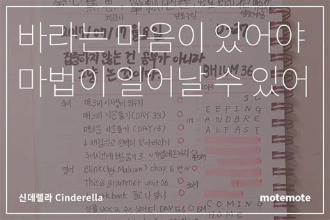 모트모트 Motemote 바라는 마음이 있어야 마법이 일어날 수 있어 By 신데렐라 목표를