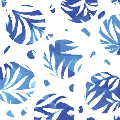 Abstract Blue Textured Grunge Circle Blob Isolated On White Background With White Leaves