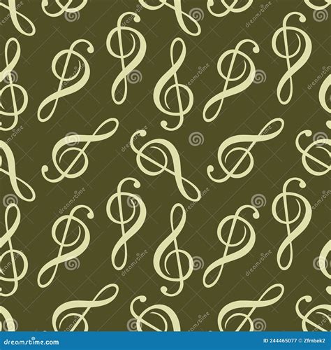 Treble Clef Seamless Pattern Flat Style Vector Stock Vector Illustration Of White Pictogram
