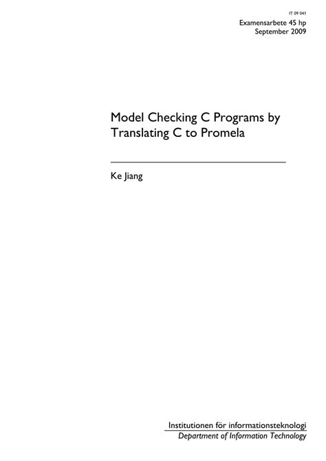 Pdf Model Checking C Programs By Translating C To Promela