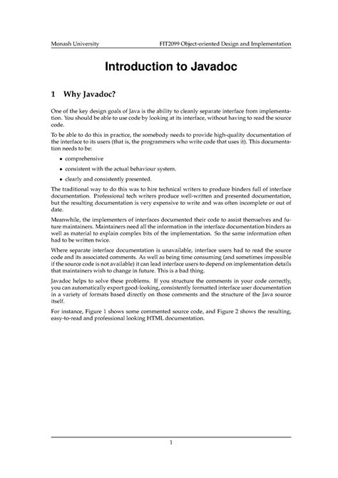 Introtojavadoc Monash University Fit2099 Design And Implementation Introduction To Javadoc 1