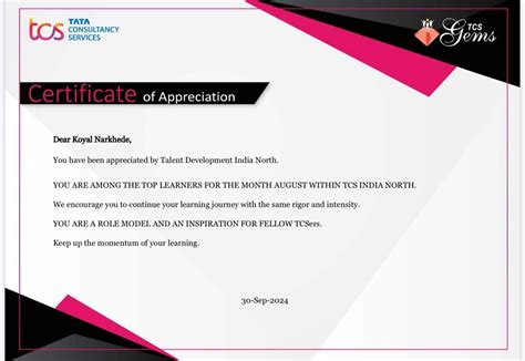 Koyal Narkhede On Linkedin Tcs Tataconsultancyservices Talentdevelopmentteam…