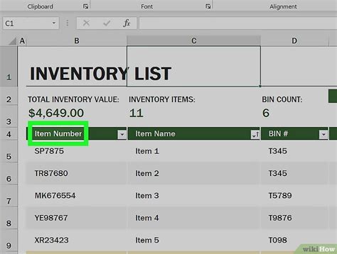 How To Create An Inventory List In Excel With Pictures
