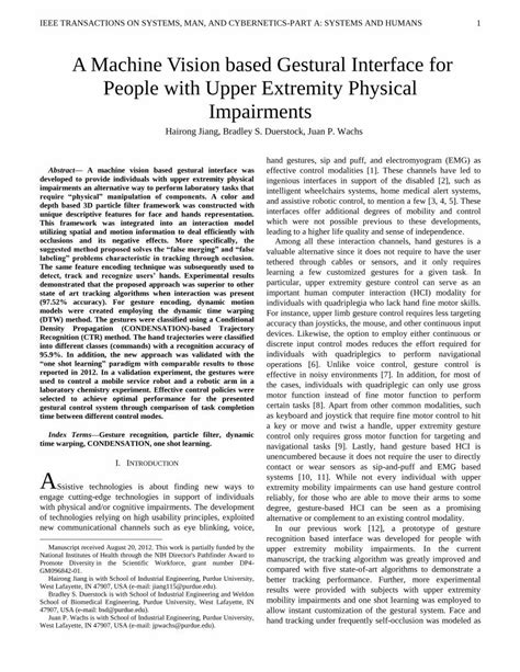 Pdf A Machine Vision Based Gestural Interface For People With Jiangfilestsmc14pdf