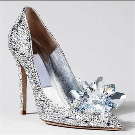 Choudory Cinderella Shoes 2017 Women Pumps Sexy Prom Rhinestone Wedding