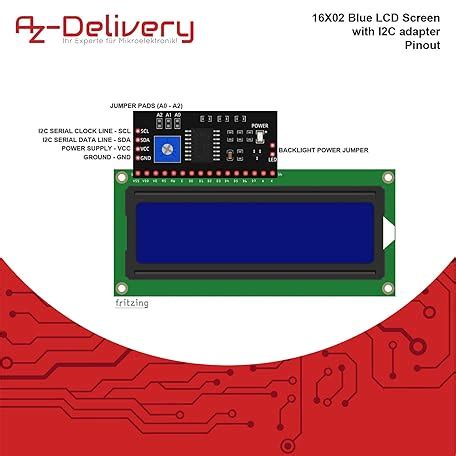 Mua AZDelivery HD44780 1602 16x2 Serial LCD White Character Blue
