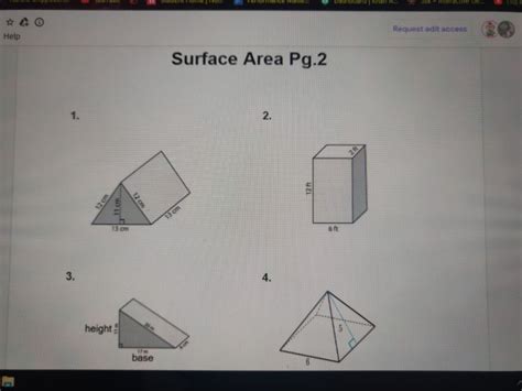 Solved 9 4 Solving Surface Area Problems Practice And Chegg Com