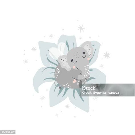 벡터 일러스트 레이 션 와 귀여운 동화 코끼리 포스터 스티커 카드 등을 인쇄하는 데 적합합니다 0명에 대한 스톡 벡터 아트 및