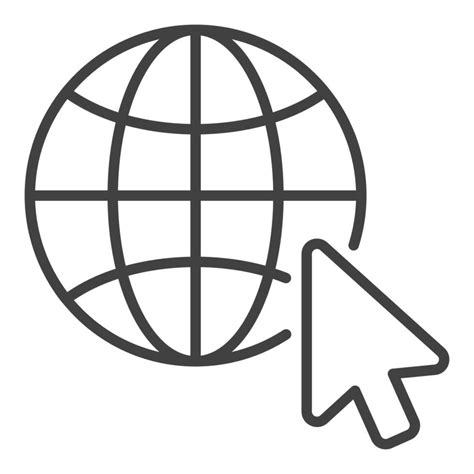 Earth Globe With Mouse Cursor Icon Or Sign In Thin Line Style 53663152 Vector Art At Vecteezy