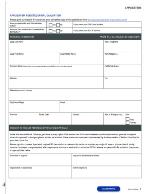 Fillable Online EVALUATION SERVICE APPLICATION Fax Email Print PdfFiller