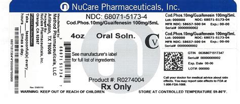 Dailymed Codeine Guaifenesin Codeine Phosphate And Guaifenesin Solution