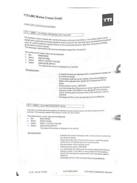 Crane List Of Fault Messages 2 Pdf