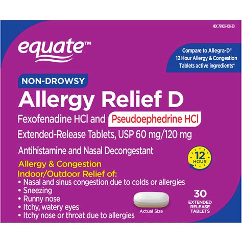 Allergy Relief D Fexofenadine Hcl And Pseudoephedrine Hcl Extended Release Tablets Usp 60mg
