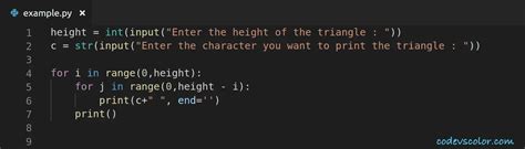 5 Ways In Python To Print Inverted Right Angled Triangle Codevscolor