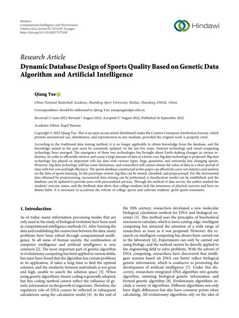 Pdf Dynamic Database Design Of Sports Quality Based On Genetic Data