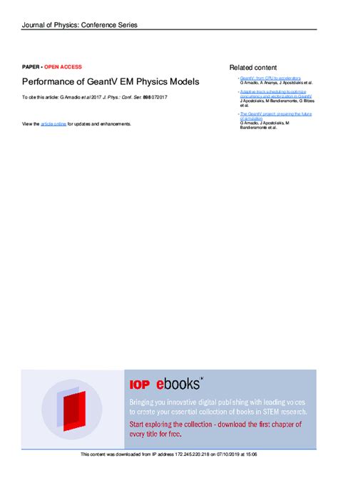 Pdf Performance Of Geantv Em Physics Models Ananya Ananya