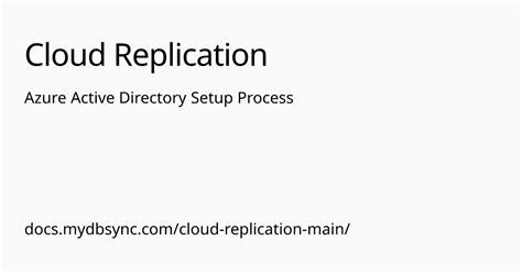 Azure Active Directory Setup Process Cloud Replication
