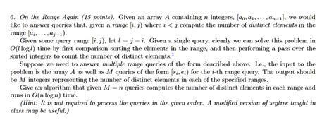 Solved 6 On The Range Again 15 Points Given An Array A Containing
