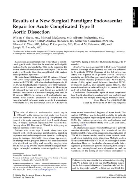 Pdf Endovascular Repair Of A Ruptured Chronic Type B Aortic