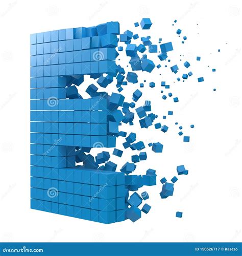 Letter E Shaped Data Block Version With Blue Cubes Stock Vector Illustration Of Alphabet