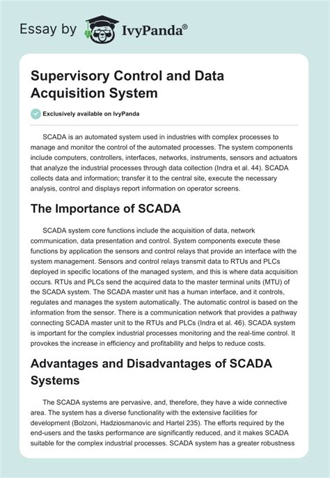 supervisory control and data acquisition system 1137 words report