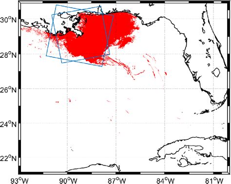 Cumulative Spatial Coverage Of Dwh Oil Spills Overlaid By Two Radarsat Download Scientific