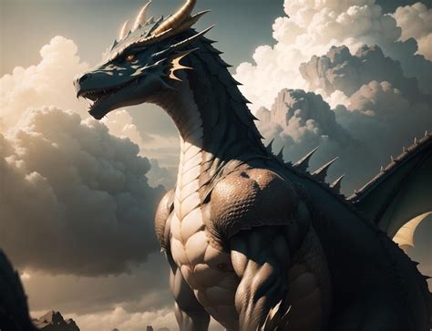 Premium Photo A Dragon With A Big Muscle On His Chest