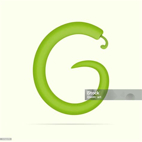 G 편지 녹색 칠리 고추 디자인 건강하고 채식주의 자 디자인 자연 템플릿 야채 로고 등을위한 벡터 야채 글꼴 건강한 식생활에 대한 스톡 벡터 아트 및 기타 이미지 Istock
