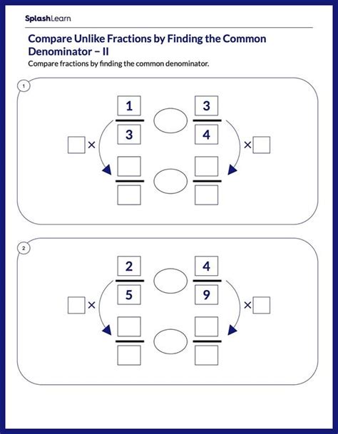 Common Denominator Fractions Worksheet Compare And Order Fractions