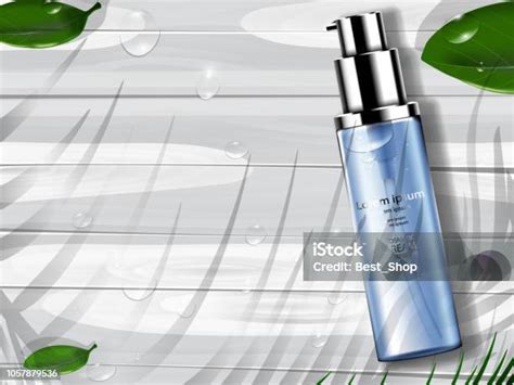 럭셔리 화장품 병 패키지 피부 케어 크림 나무 바닥 색깔 백색과 나뭇잎 배경 아름다움 화장품 제품 포스터 0명에 대한 스톡 벡터 아트 및 기타 이미지 Istock