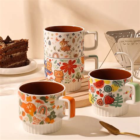 특허 머그잔 디자인 감각 찻잔 여성 물 컵 커피 컵 세라믹 홈 마시는 컵 커플 컵 핸들 Aliexpress