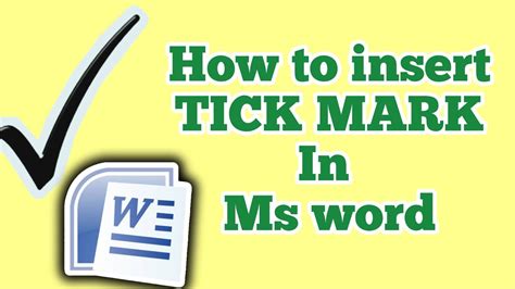 How To Type Tick Symbol In Ms Word