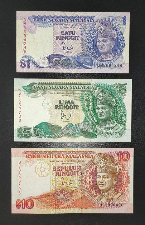 3 Pcs Note Rm1 Rm5 And Rm10 Dato Jaafar Hussein Signature Ef Condition