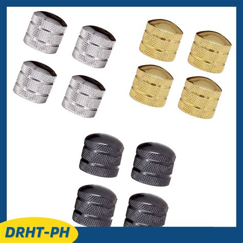 Drht 4pcs Plated Guitar Bass Dome Tone Volume Control Knobs For