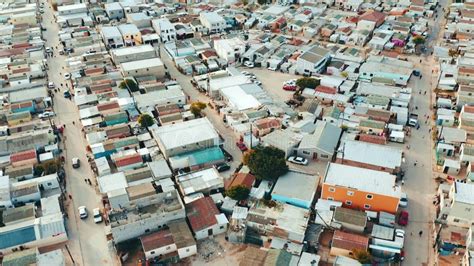 Aerial Drone Township Buildings And Shanty Town Settlement For House
