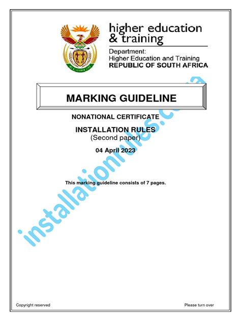 Installation Rules Paper 2 April 2023 Memorandum Pdf Components