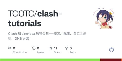 GitHub TCOTC clash tutorials Clash 和 sing box 教程合集安装配置自定义规则DNS 分流